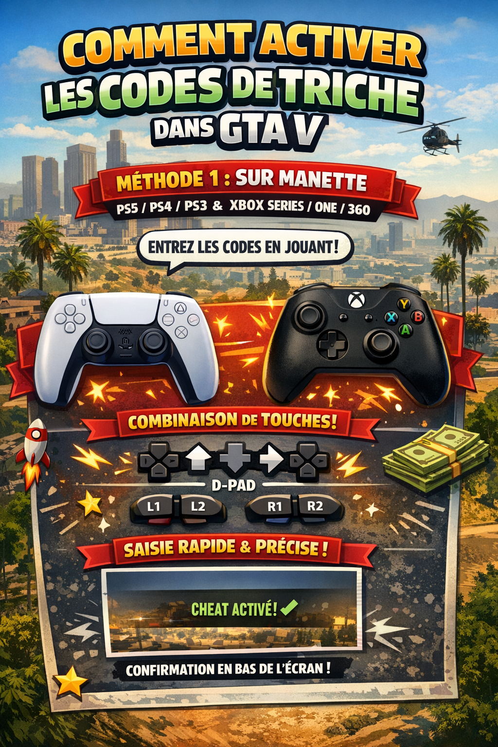 Codes de triche GTA 5 : liste complète PS5, Xbox, PC avec téléphone